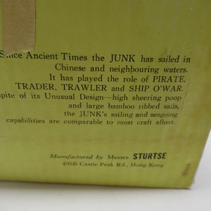 Vintage Hong Kong JUNK Boat Model Kit, 1960s Teak Wood 50 Pc by Messrs ...