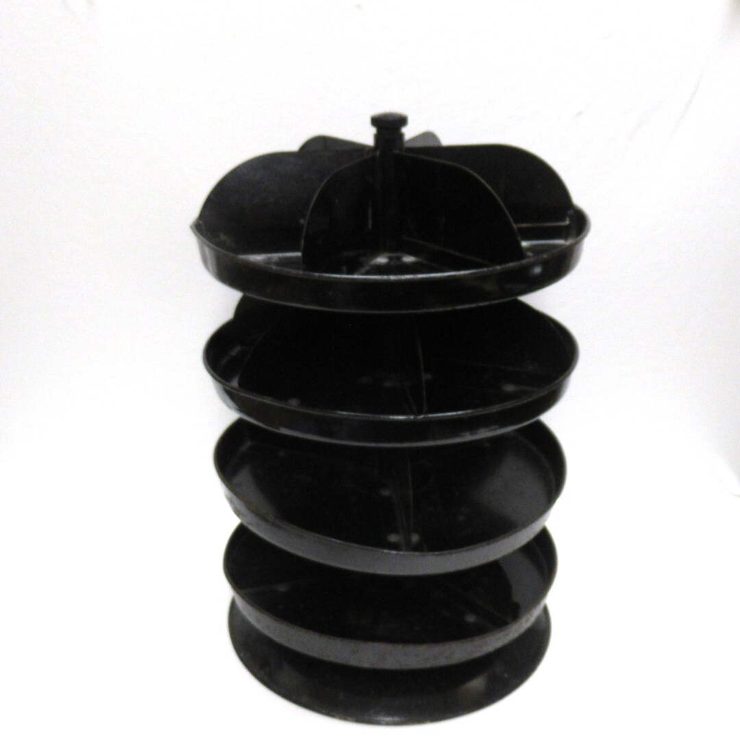 Vintage Industrial Rotating Hardware Bin, Black Chippy Spinning ...
