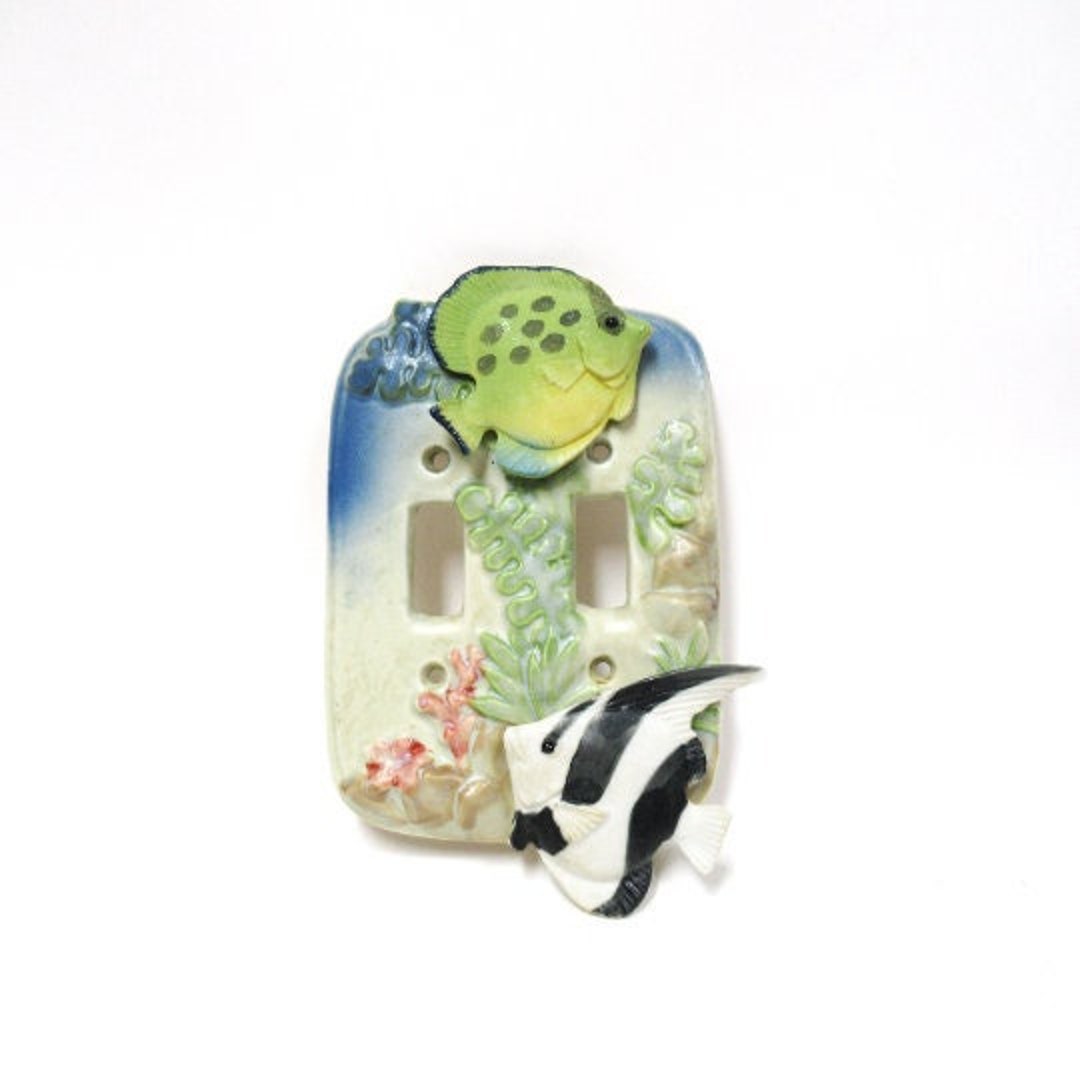 Vintage Takahashi Angel Fish Switch Plate Cover, Made Japan Ceramic ...