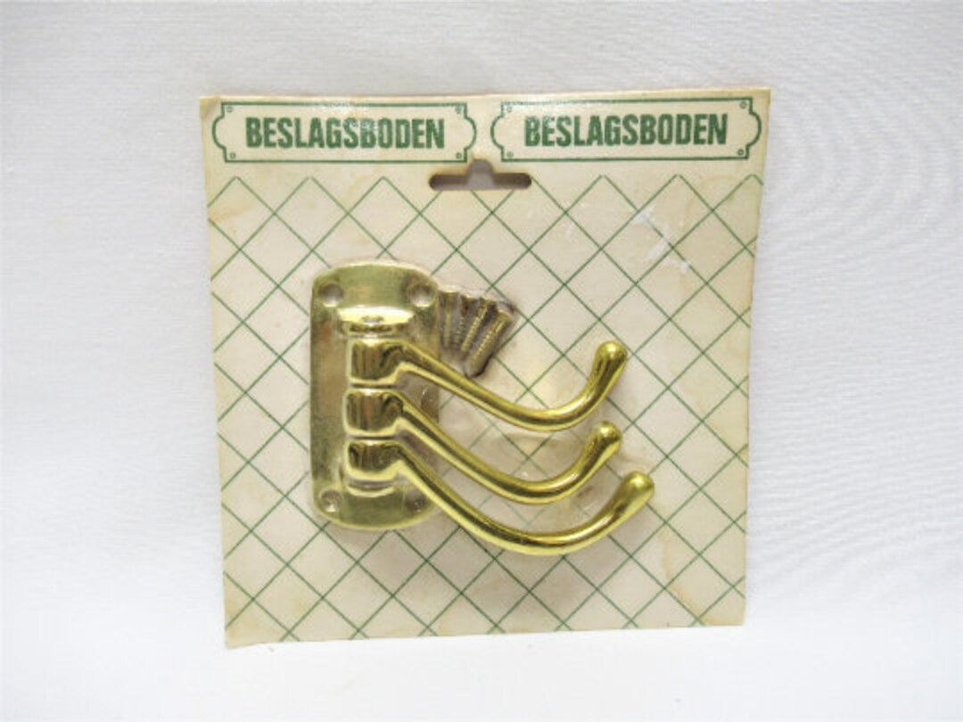 Vintage Solid Brass 3 Arm Coat Hook, Scandinavian Made by Beslagsboden ...