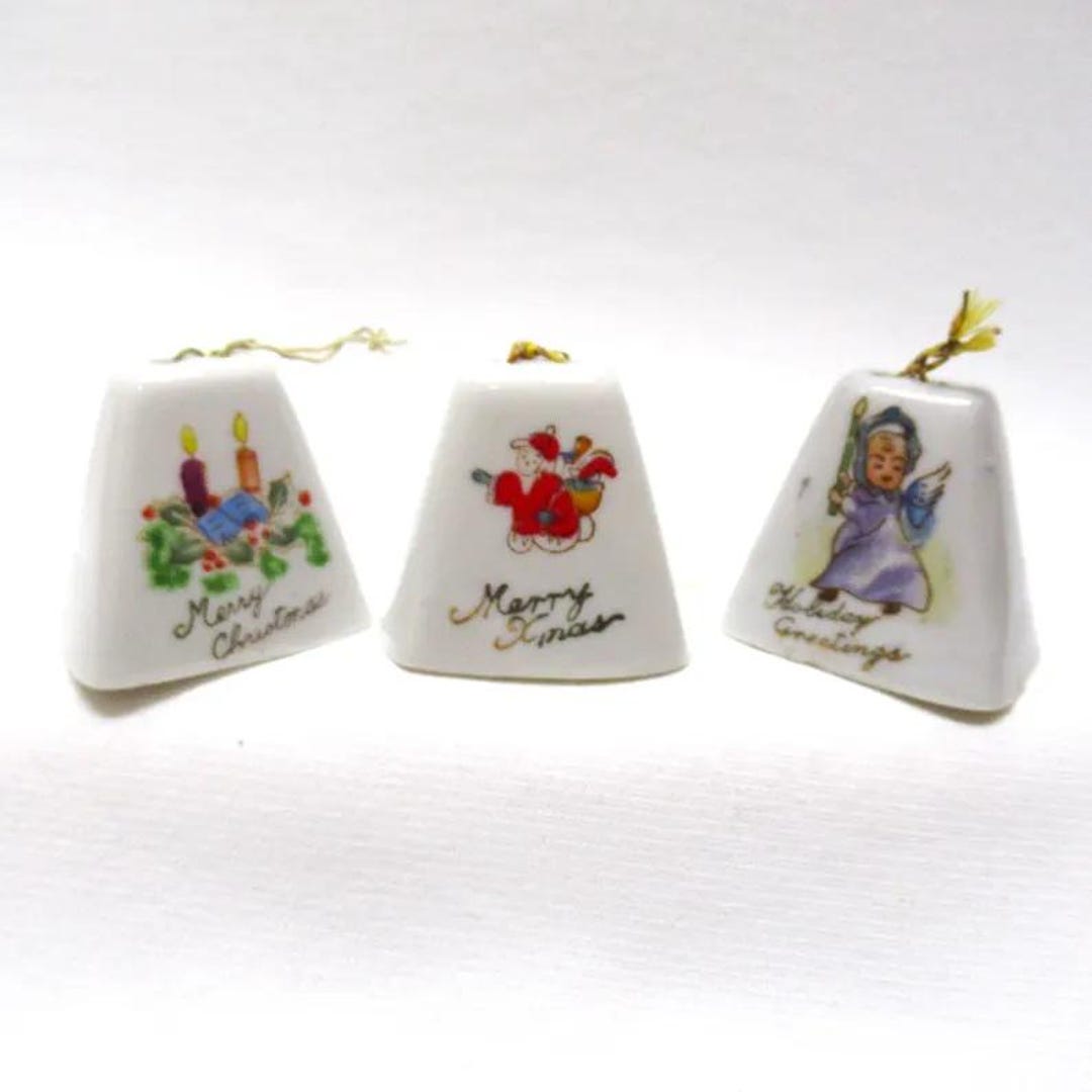 Vintage Mini Christmas Bells, 1950s Japan Miniature Bone China ...