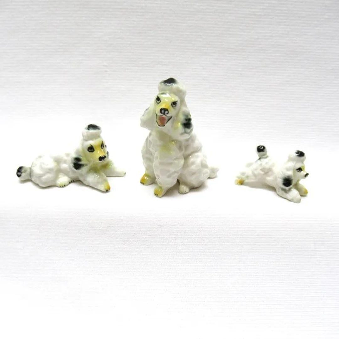 3 Vintage Miniature Poodles Figurines, Mini Japan Bone China Dog ...
