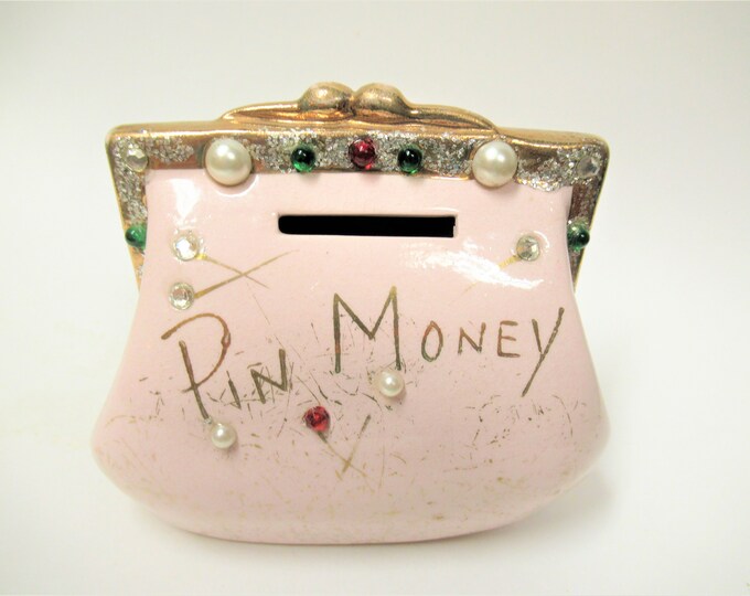 Vintage Pink Ceramic Pin Money Bank, 1950s Napco 1346 or Lefton ...