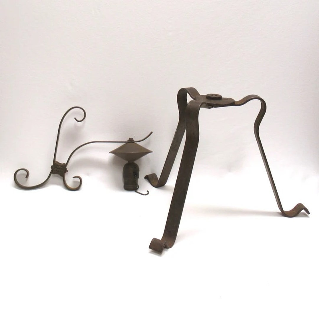 Antique Cast Iron Lamp Base and Top Fixture, 3 Leg Floor Light Base ...