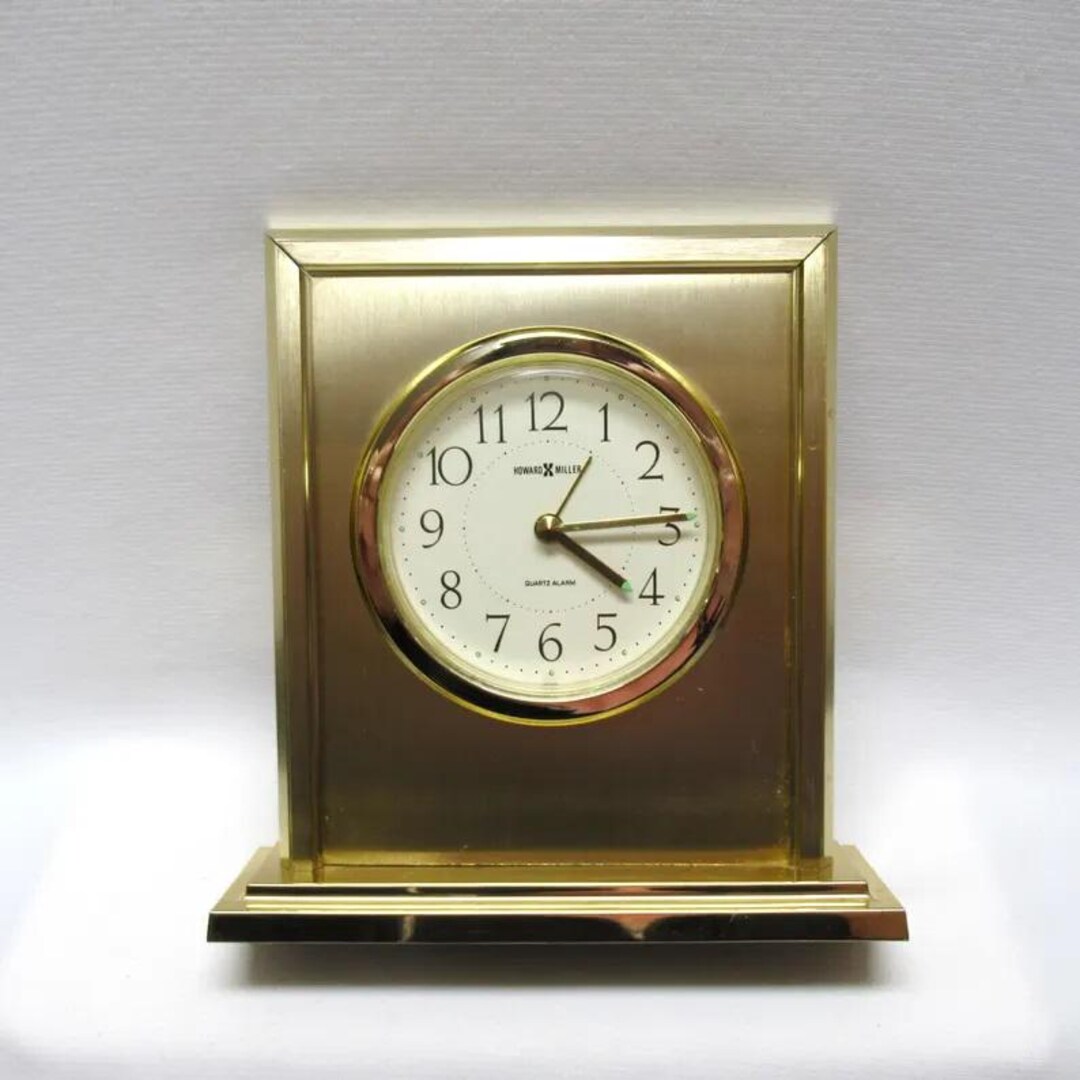 Vintage Howard Miller Quartz Mantel Alarm Clock, Brushed Brass Desk ...