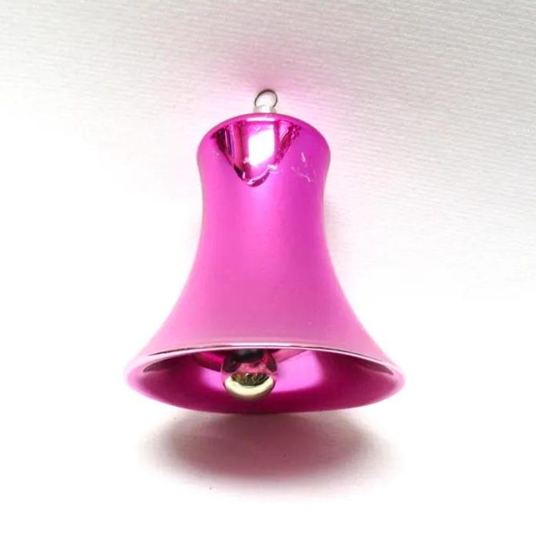 Vintage Hot Pink Mercury Glass Bell Ornament W/ Silver Glass Bulb ...
