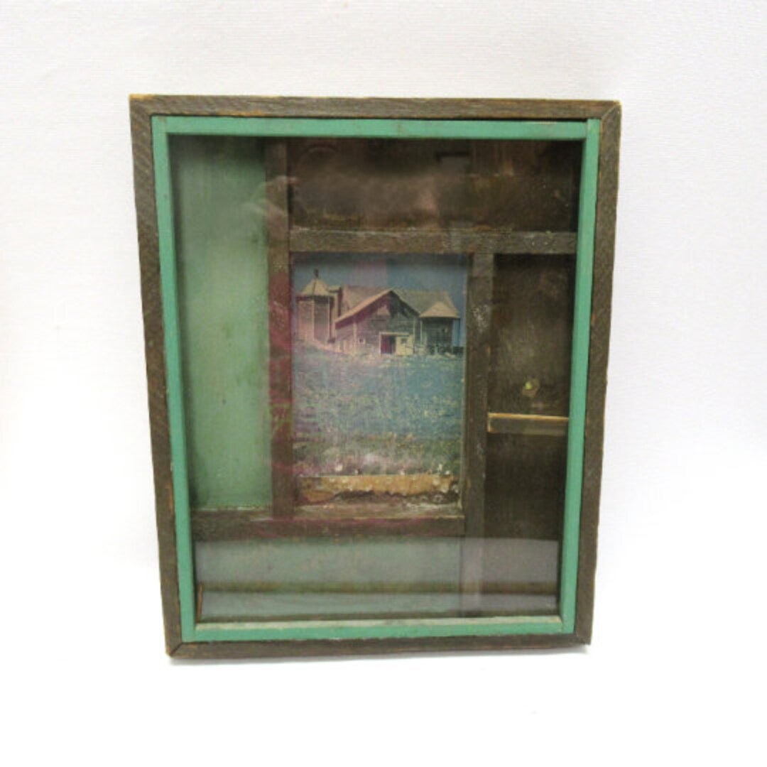 Vintage Handmade Shadow Box, Glass Covered Wooden Memory Curio, Hanging ...
