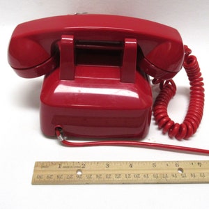 Vintage Red Rotary Dial Desk Phone, 1970s Table Telephone, Cherry Red ...