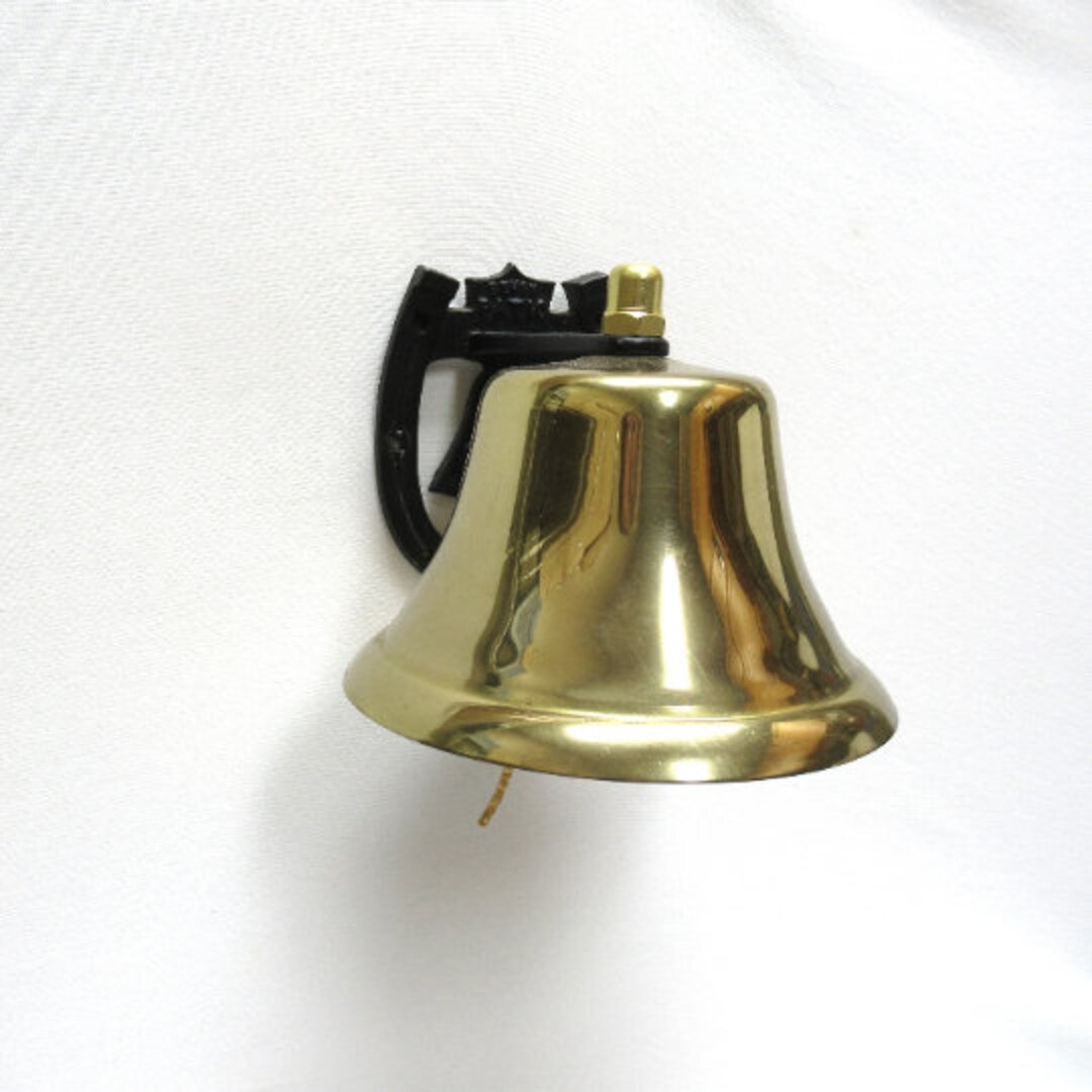 Vintage Bevin Patio Bell, Brass on Cast Aluminum Horseshoe Base Garden ...