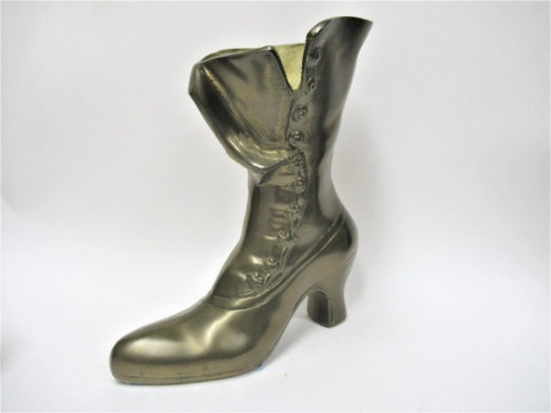 Vintage Leonard Brass Victorian Boot Vase Made Korea Solid - Etsy