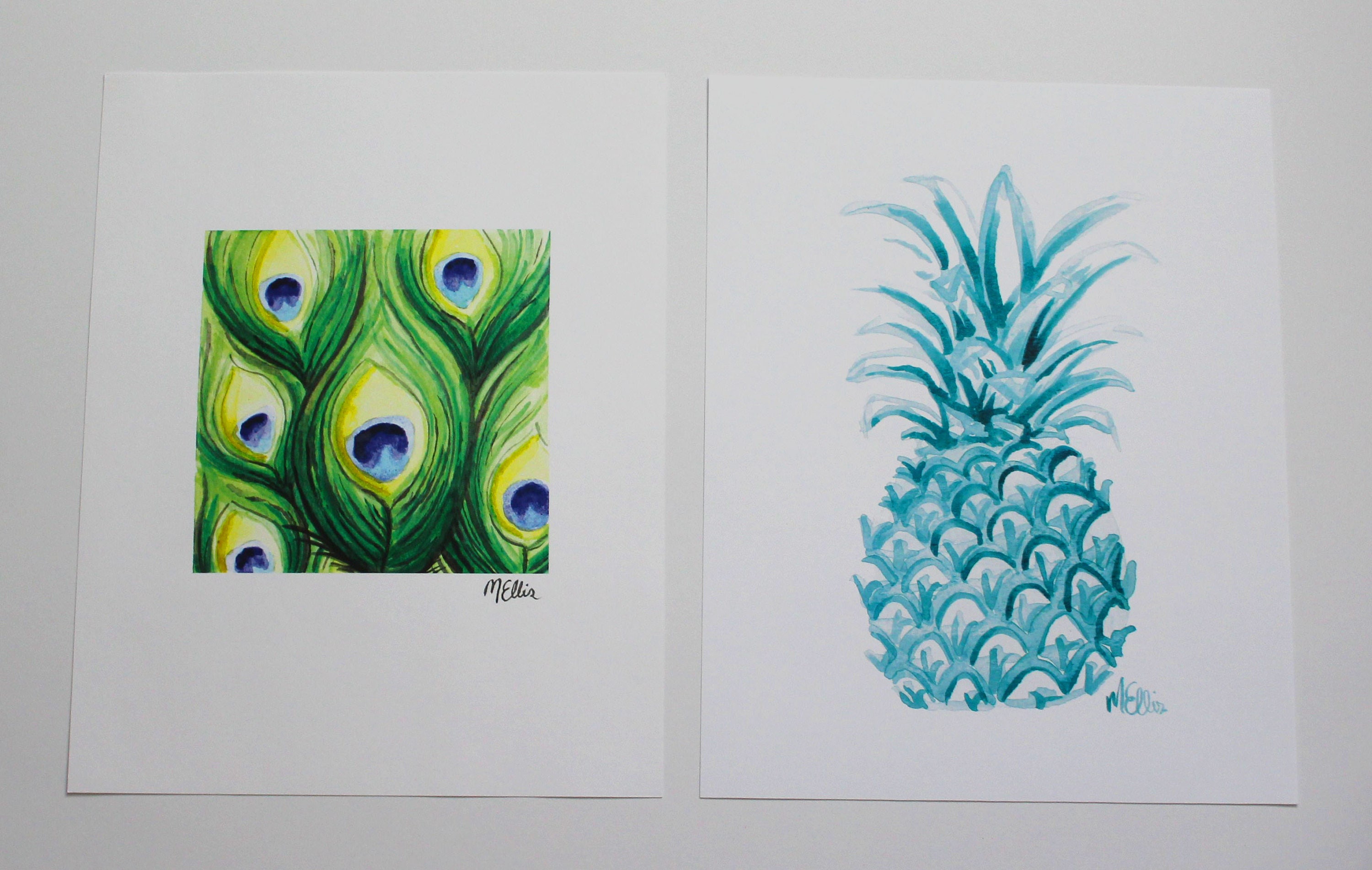 Teal Pineapple Watercolor Art Print, Beachy Pineapple Print, Blue ...