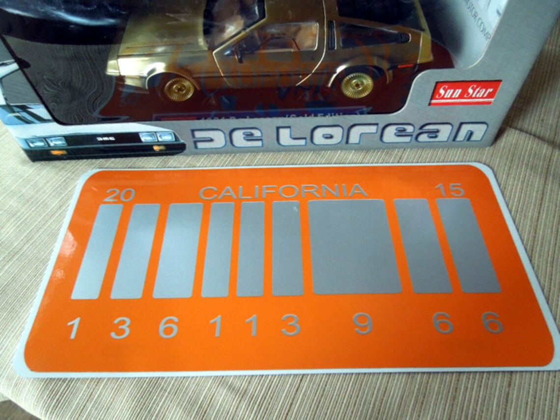 Delorean, California 2015 Futuristic License Plate, Doc Brown's ...