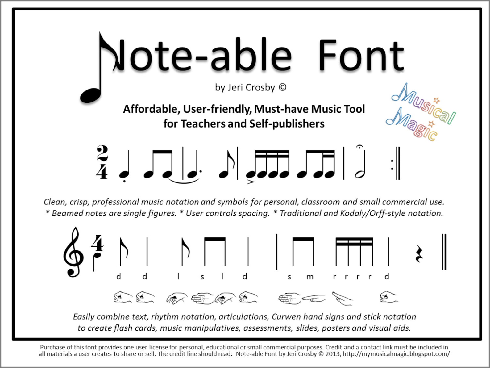 Note-able Font - Easily Type Rhythm Notation, Articulations, Curwen ...