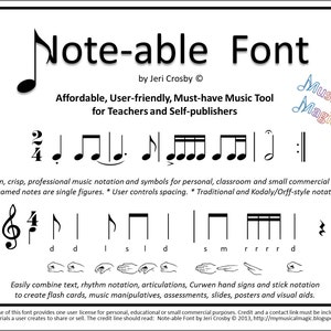 Note-able Font - Easily Type Rhythm Notation, Articulations, Curwen ...
