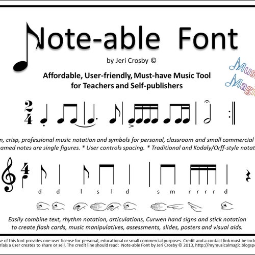 Note-able Font Easily Type Rhythm Notation Articulations - Etsy