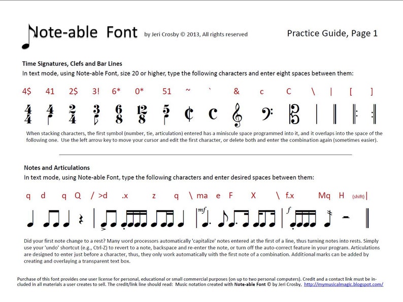 Note-able Font - Easily Type Rhythm Notation, Articulations, Curwen ...