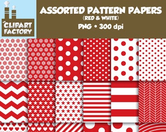 Clip Art: Assorted Patterns-orange & White 18 Digital Papers | Etsy