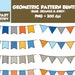 Clip Art: Geometric Pattern Bunting - 10 Fun Blue, Orange, Grey Banners ...