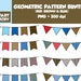 Clip Art: Geometric Pattern Bunting - 10 Fun Red, Blue, Brown Banners ...