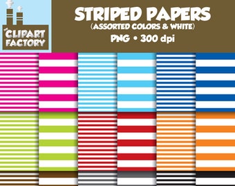 Clip Art: Fun Rainbow Striped Backgrounds - 18 Digital Papers - Etsy