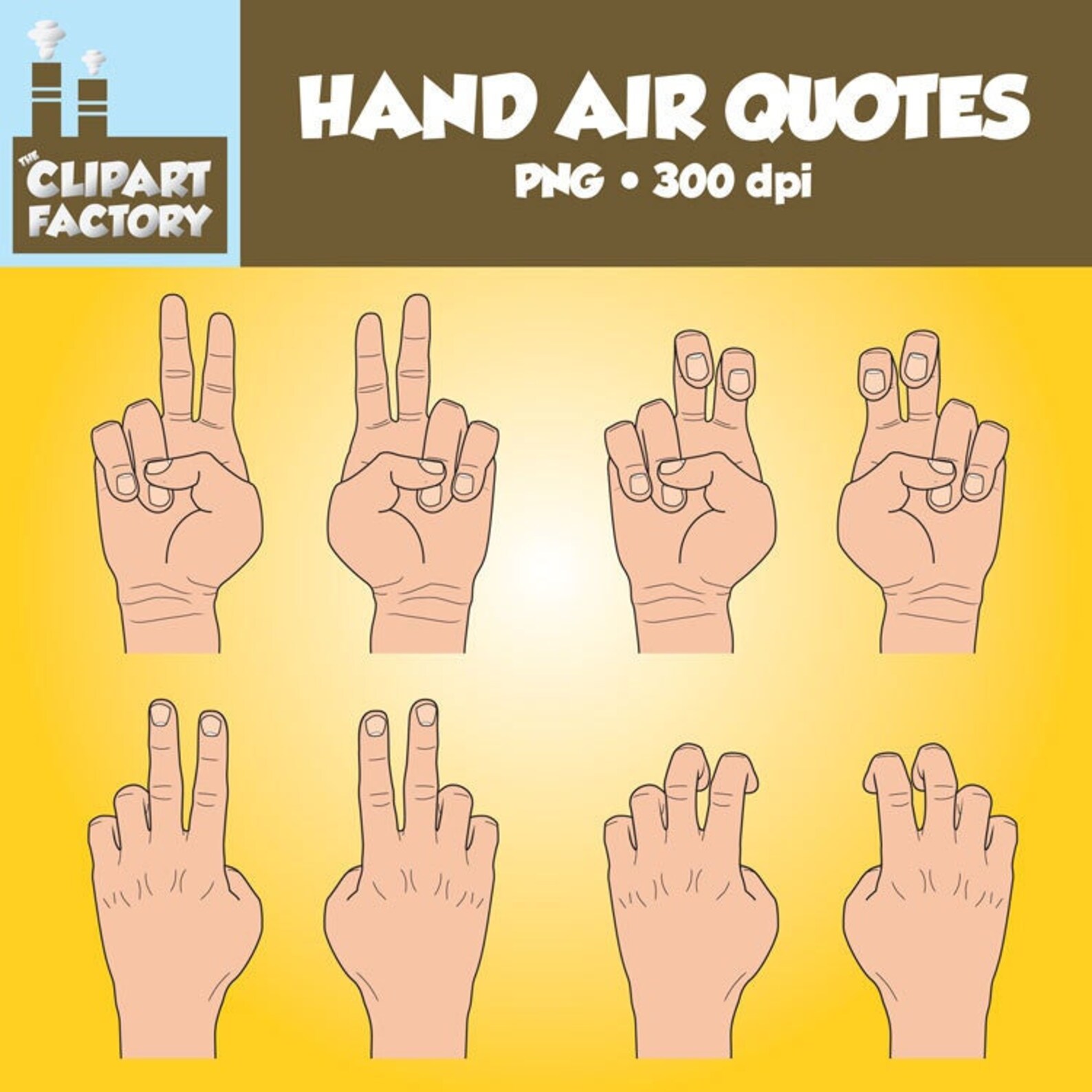 Clip Art: Hands Air Quotes - Color and Black and White - Etsy