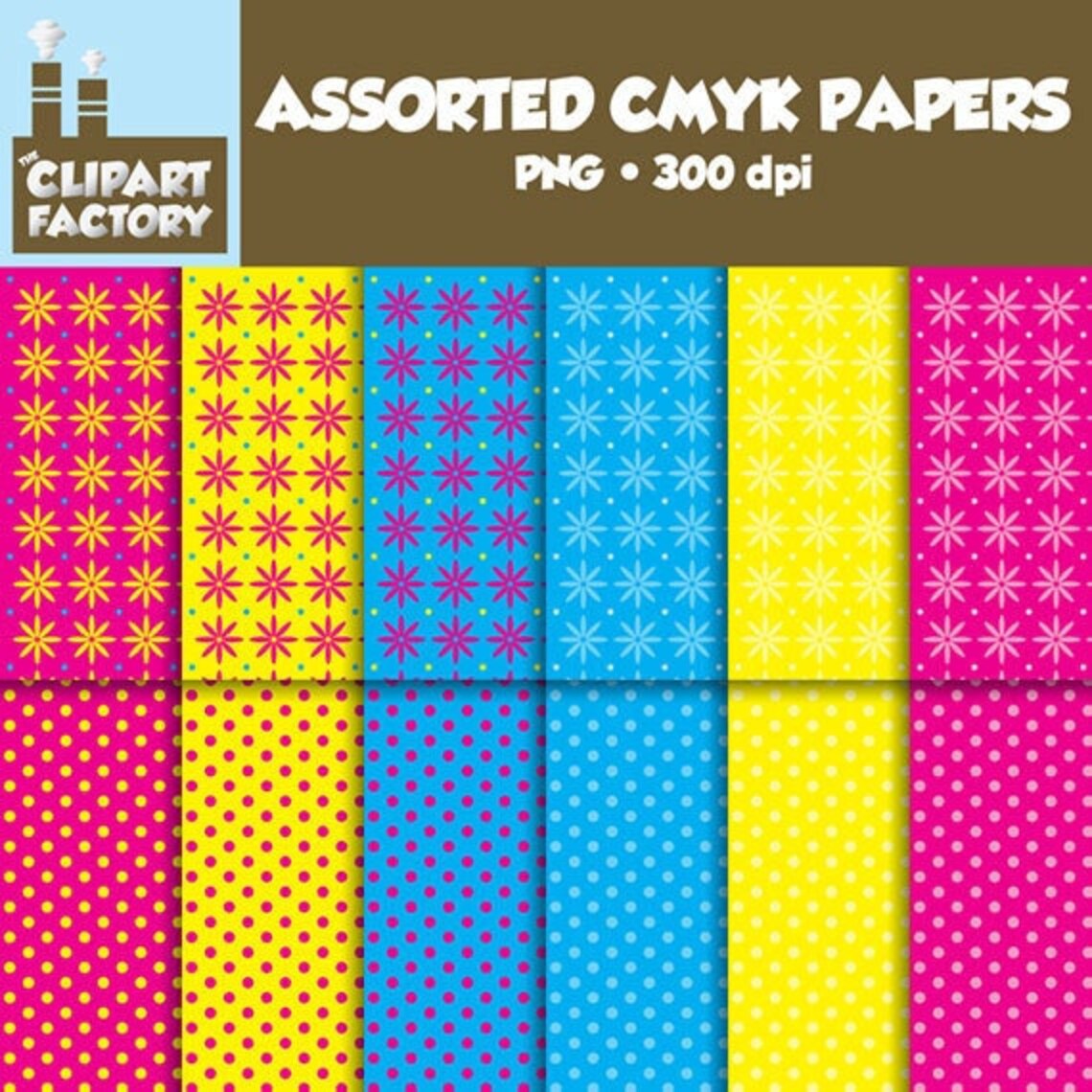 Clip Art: Assorted CMYK Backgrounds - 12 Digital Paper Patterns - Etsy