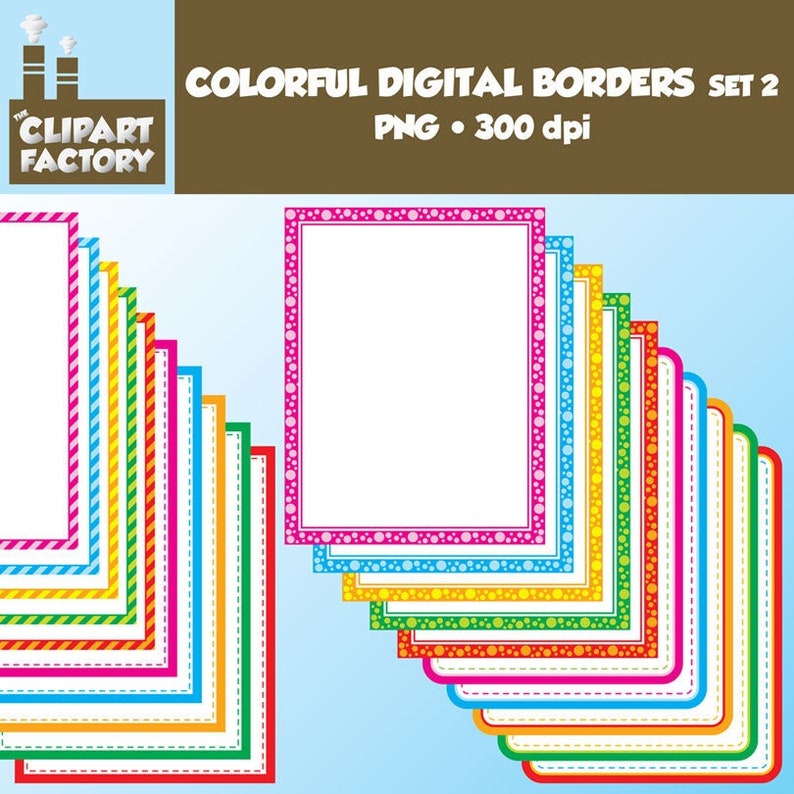 Clip Art: Colorful Digital Borders and Frames Set #2- 20 Borders - Etsy