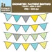 Clip Art: Geometric Pattern Bunting - 10 Fun Yellow, Aqua, Grey Banners ...