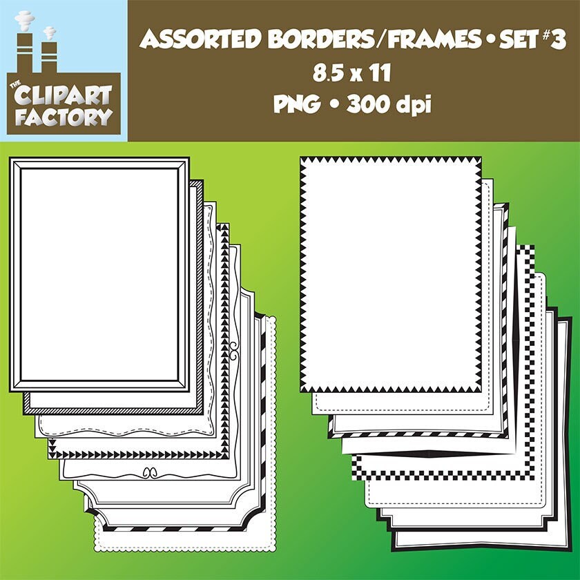 Clip Art: Borders and Frames-set 3 - 16 Fun Decorative Page Borders 8 ...