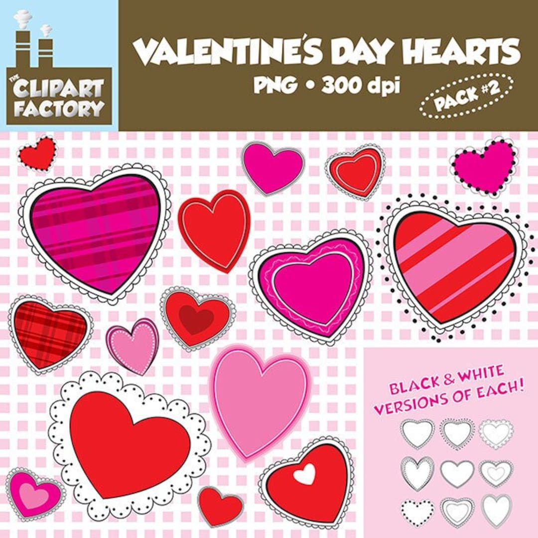 Clip Art: Fun Valentine's Day Hearts #2 - Digital Valentines - Etsy