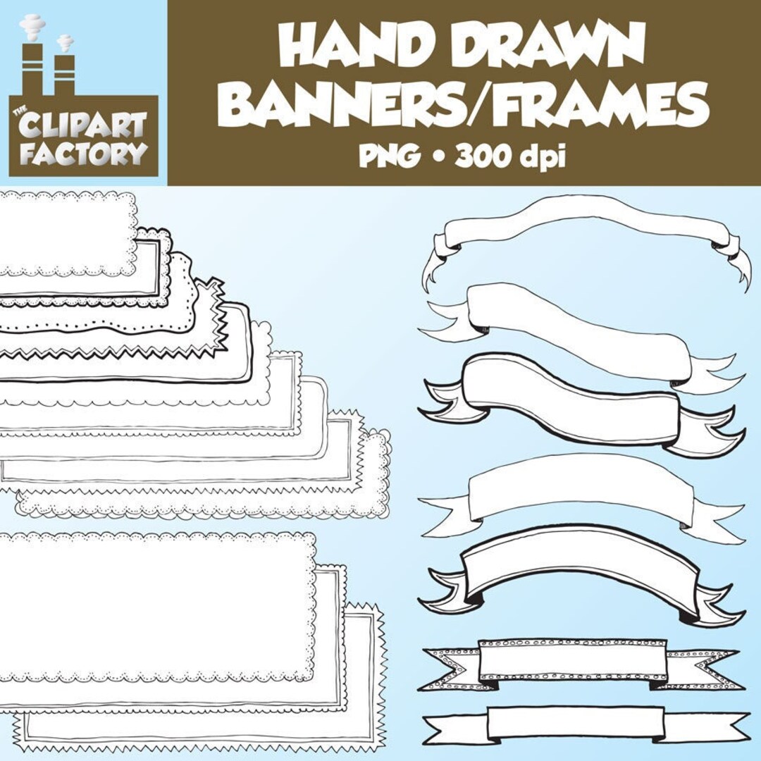 Clip Art: Hand Drawn Banners, Frames, Borders, Headers - 20 Fun ...