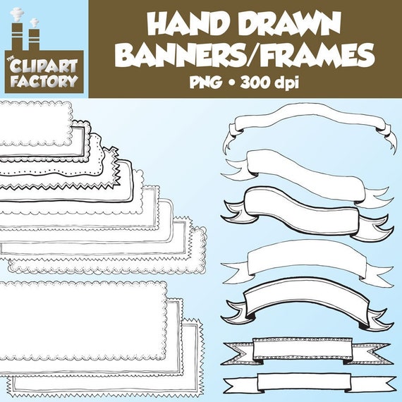 Clip Art: Hand Drawn Banners Frames Borders Headers 20 | Etsy
