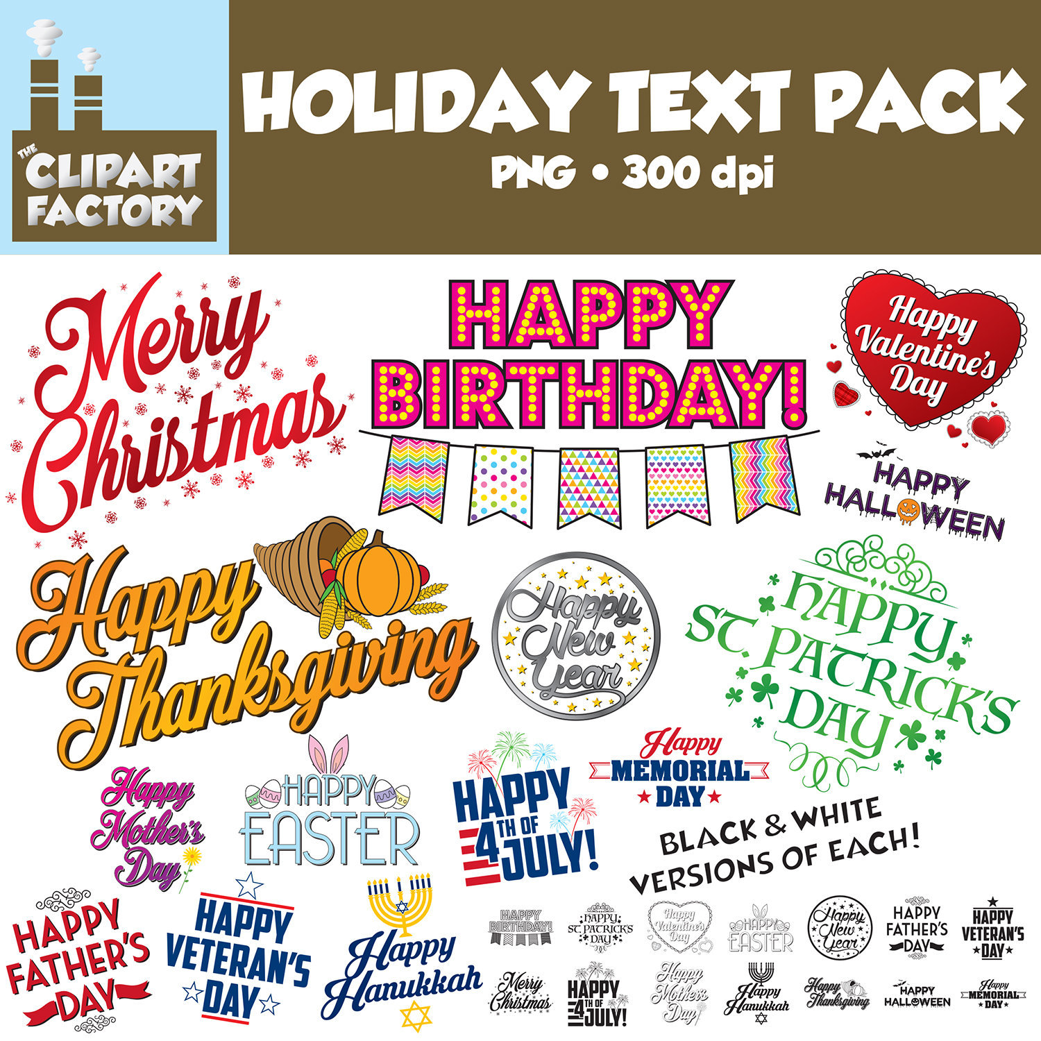 Clip Art: Holiday Text Pack - Misc - 28 Total Images - Etsy