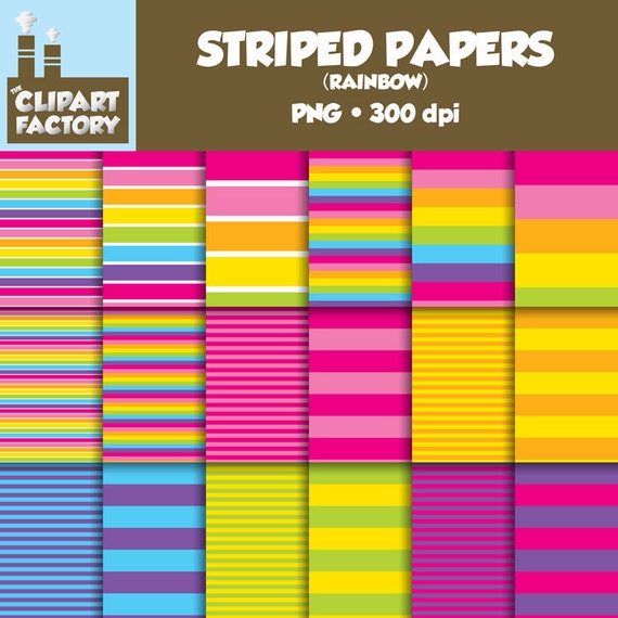 Clip Art: Fun Rainbow Striped Backgrounds 18 Digital Papers | Etsy
