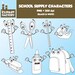 Clip Art: Fun School Supply Characters - 7 Color, 7 Black & White - Etsy