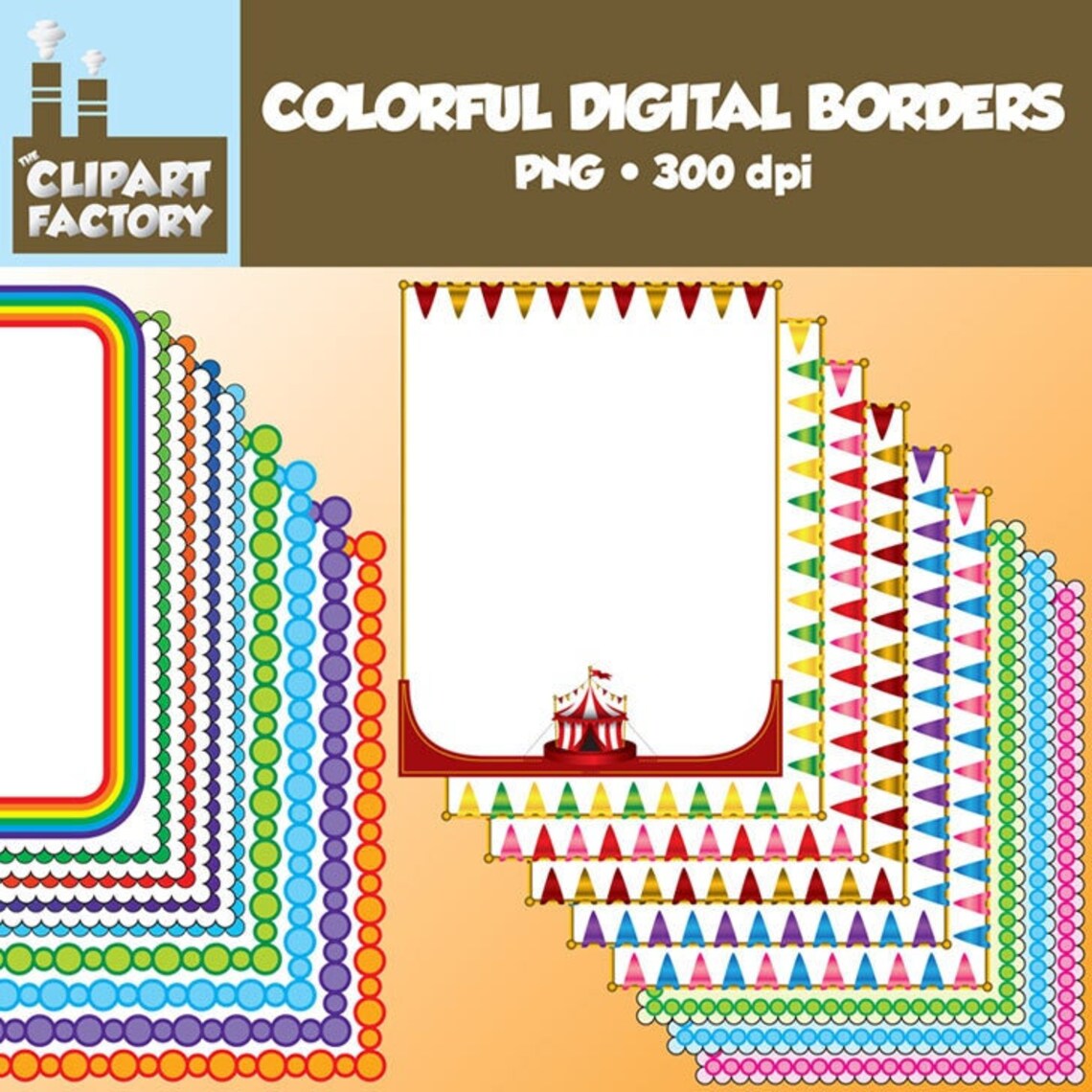 Clip Art: Colorful Digital Page Borders - 18 Digital Borders ...