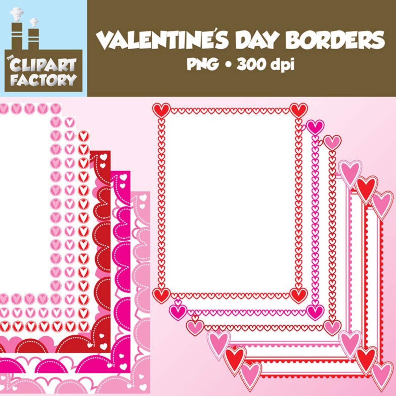 Clip Art: Valentine's Day Borders - 12 Digital Borders - Etsy