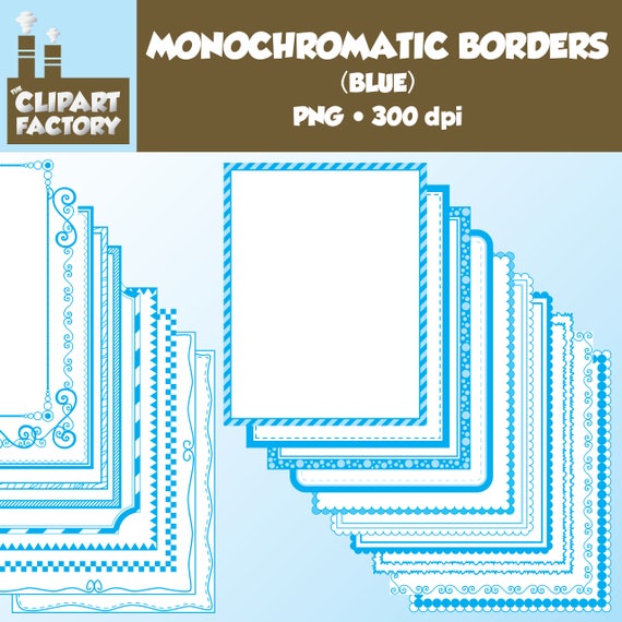 Clip Art: Monochromatic Digital Borders-blue 20 Borders | Etsy