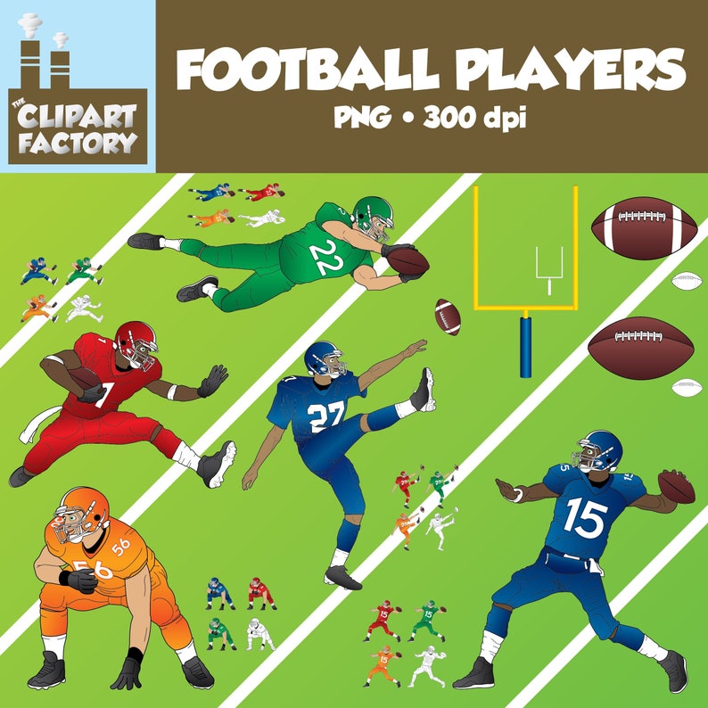 Clip Art: Football Players Pack - Assorted Football Themed Clip Art - Etsy