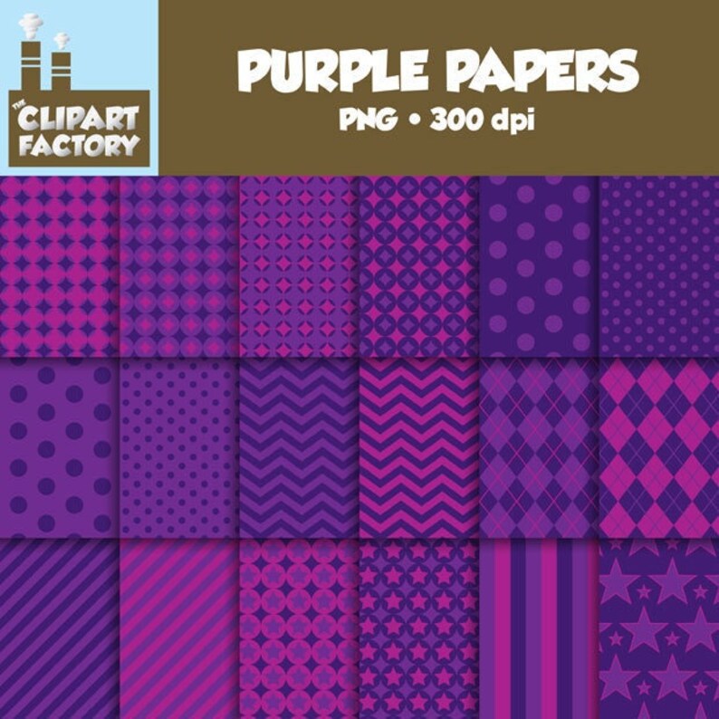 Clip Art: Assorted Purple Background Patterns - 18 Digital Papers - Etsy
