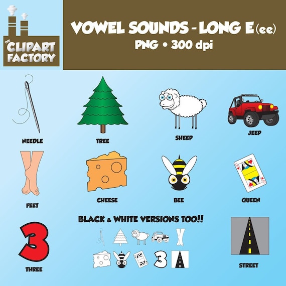 Clip Art: Vowel Sounds Long Eeeimages for Words With Long E | Etsy