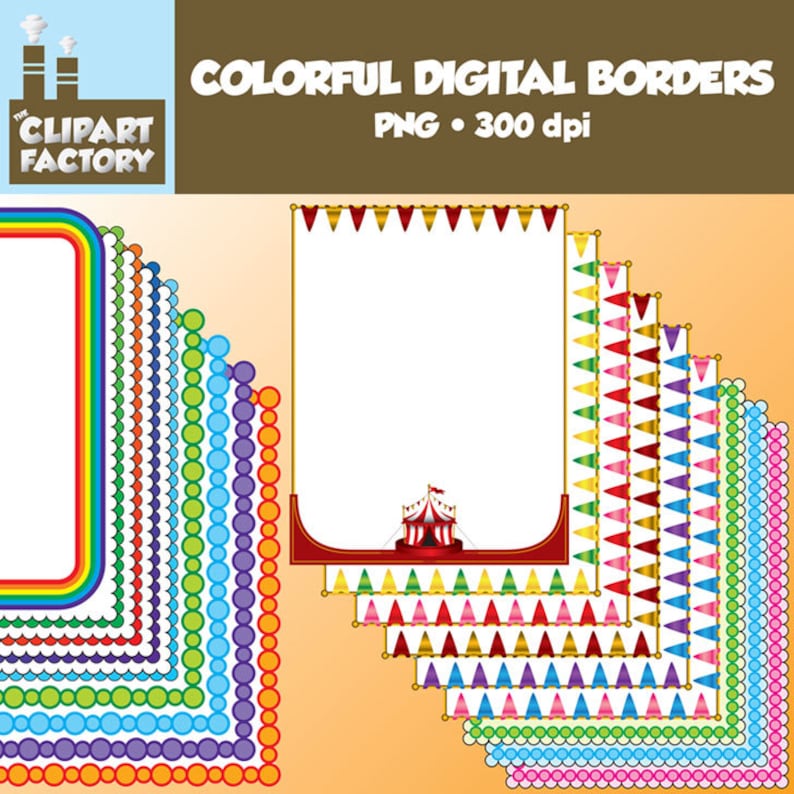 Clip Art: Colorful Digital Page Borders 18 Digital borders / | Etsy