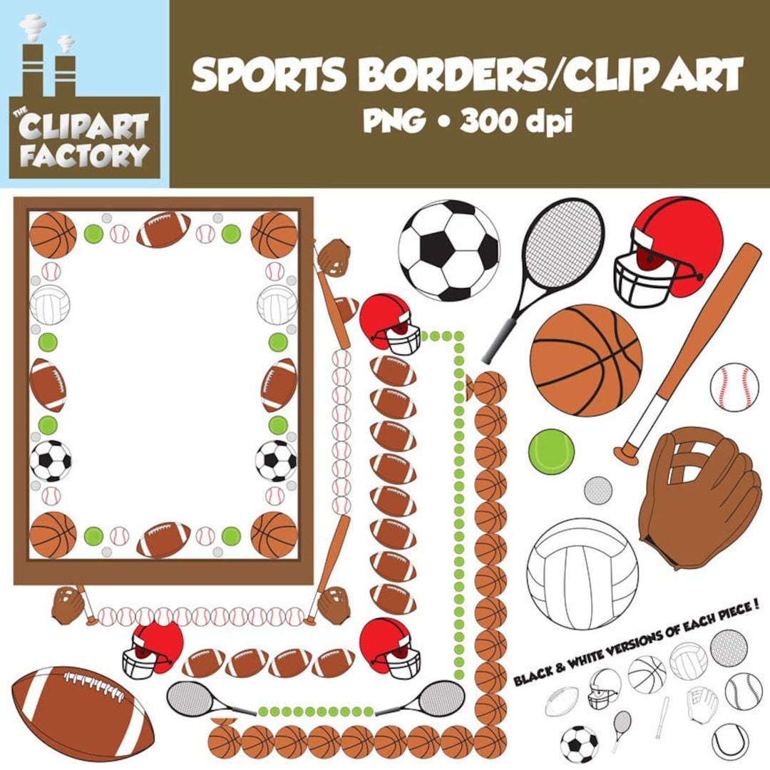 Clip Art: Sports Borders Clip Art - Borders and Assorted Sports ...