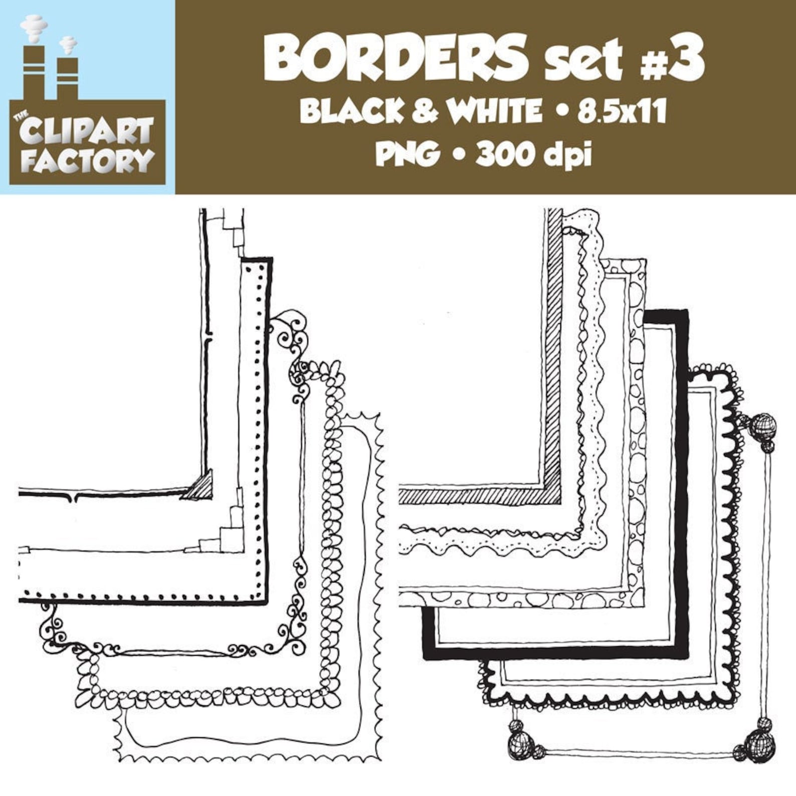 Clip Art: Page Borders - 12 NEW Fun Decorative Borders - Set #3 - Etsy