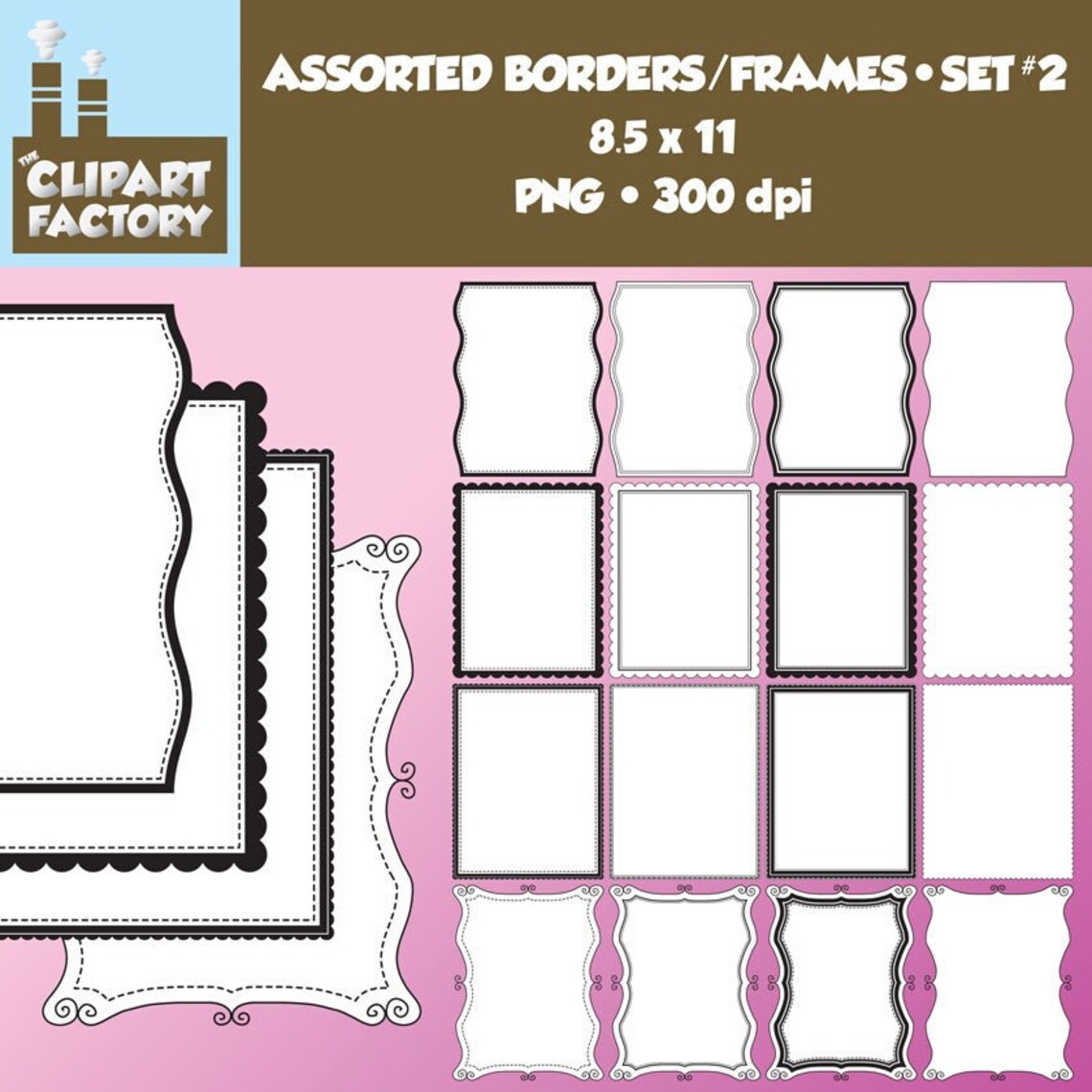 Clip Art: Borders and Frames-set 2 - 16 Fun Decorative Page Borders 8 ...