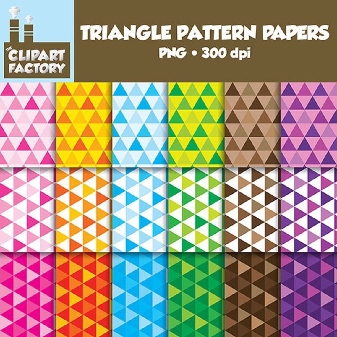 Clip Art: Fun Triangle Pattern Backgrounds - 18 Digital Papers - Etsy