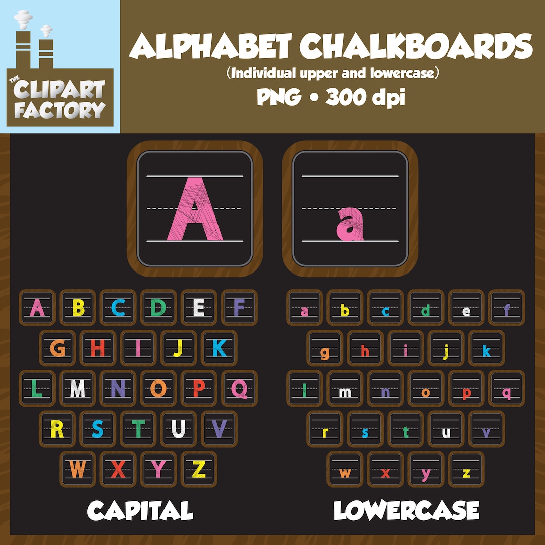 Clip Art: Alphabet Chalkboards - Individual Upper/lowercase - Colorful ...