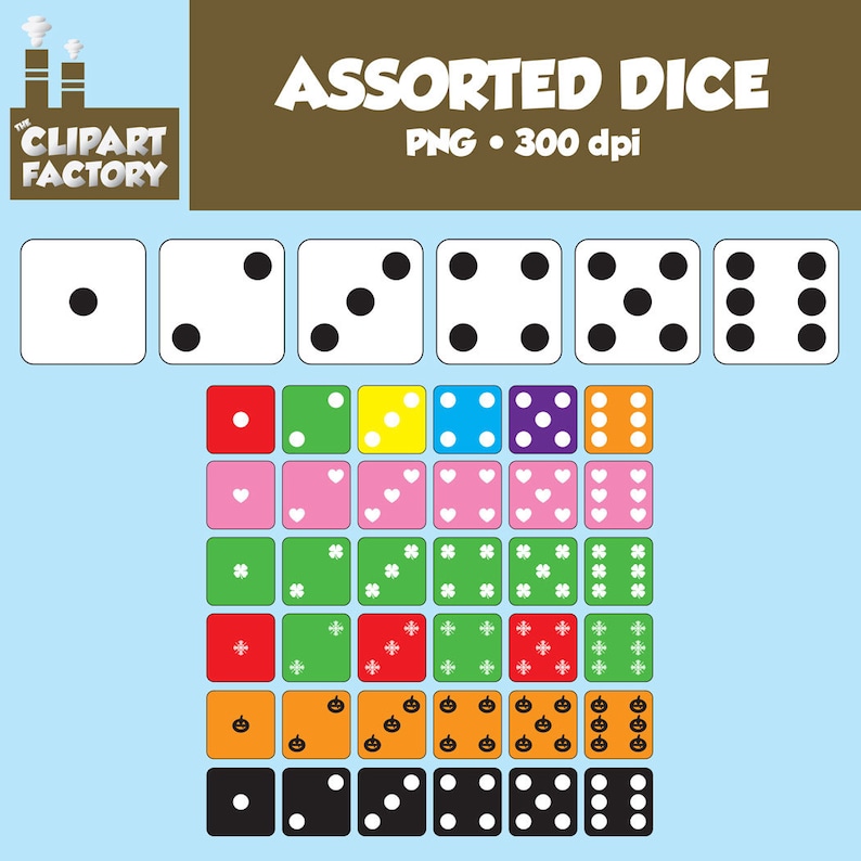 Clip Art: Assorted Dice-holiday Themes Included - Etsy
