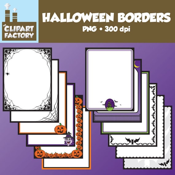 Clip Art: Halloween Page Borders 12 Halloween Themed - Etsy