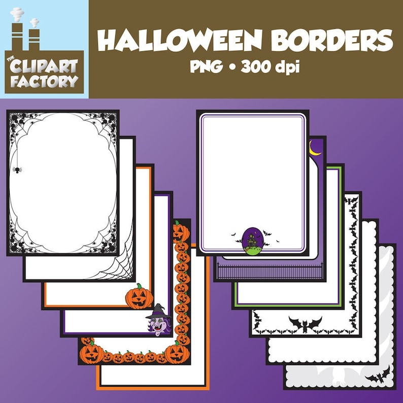 Clip Art: Halloween Page Borders- 12 Halloween Themed Borders-frames - Etsy